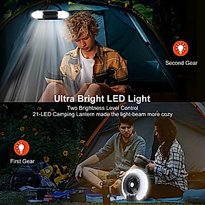 Camping Fan, Tent Fan with Hanging Hook Portable Fan with Light Mini USB Fan,Standing Cooling Fan,Hanging,Fishing,Hiking Ceiling Fan led Camp Lantern Fan Silenced Sleep Fan Outdoor Indoor (Grey)