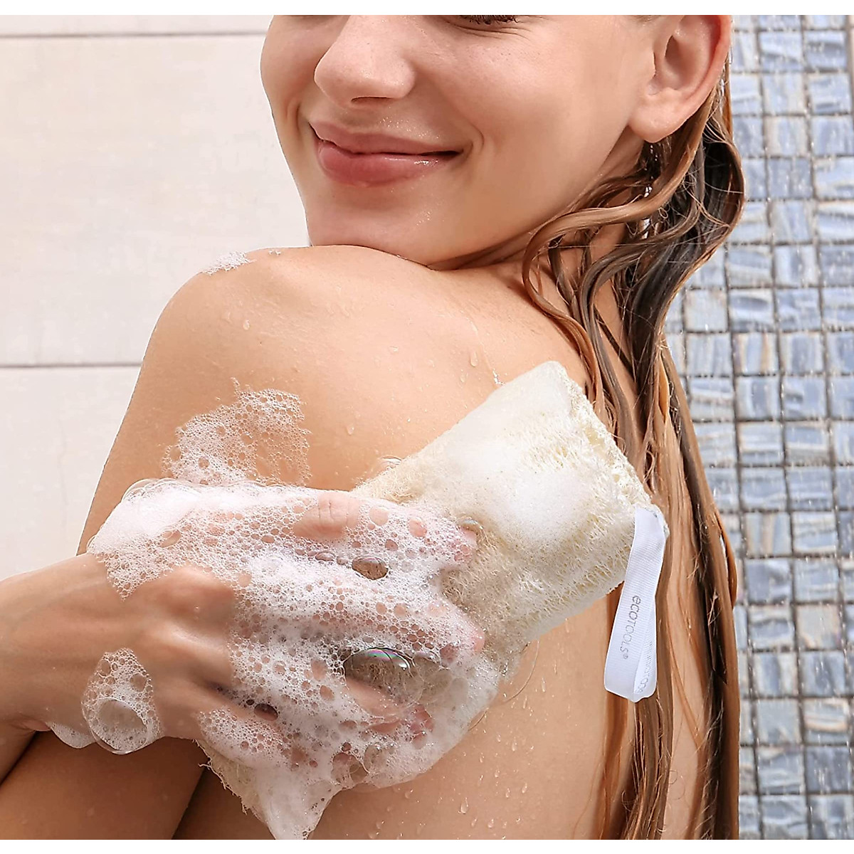 EcoTools Loofah Body Sponge, Mesh Netting Loofah, Exfoliating Body Scrubber, for Men & Women, Eco-Friendly Bath Sponge, Gentle Cleansing, Self-Tan Prep, Vegan & Cruelty-Free, 3 Count