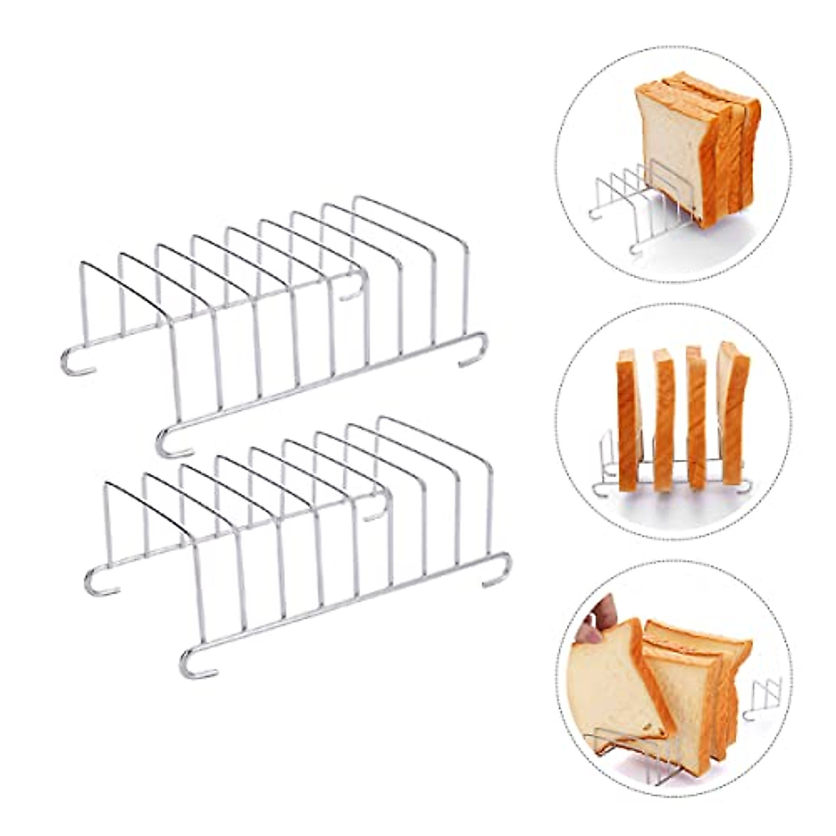Hemoton 2pcs Toast Stand Toast Holder Bread Baking Rack Wire Toast Rack Air Fryer Rack Air Fryer Double Layer Rack Steaming Rack Air Fryer Toast Rack Baking Supplies Oven Stainless Steel