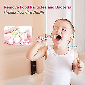 MICESHU Kids Electric Toothbrush, Soft Sonic Tooth Brush Powerful Cleaning with 3 Modes for Children Boys and Girls Age 3+, Waterproof for Shower (Pink)