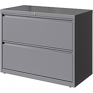 Hirsh 36in Wide HL10000 Series 2 Drawer Metal Lateral File Cabinet Arctic Silver
