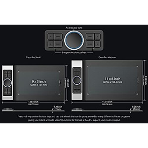 XPPen Deco Pro Medium Graphics Drawing Tablet Ultrathin Digital Pen Tablet with Tilt Function Double Wheel and 8 Shortcut Keys 8192 Levels Pressure 11x6 Inch Working Area