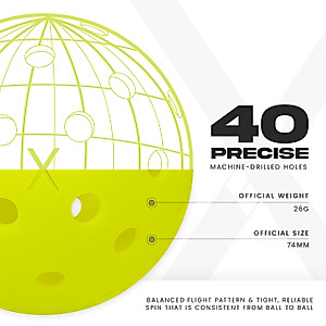 Franklin Sports X-40 Yellow Outdoor Pickleballs - USAPA Regulation Size - 36 Pack Bulk Set