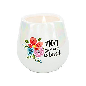 Pavilion - Mom You Are So Loved - 8 Oz 100% Soy Wax Candle With Cotton Wick In Stoneware Vessel Serenity Scented