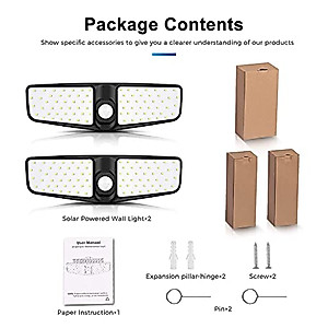 YOOMAO 100 LED Super Bright Outdoor Solar Lamp PIR Motion Sensor IP65 Waterproof Wall Light 270 ° Wide-Angle Lighting Garden Lights