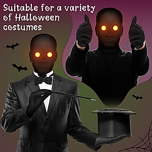 3 Pcs Halloween Glowing Grim Reaper Costume Accessories Set Black Full Face Mask Spandex Gloves with Glowing Eyes Glasses for Halloween Adult Masquerade Cosplay