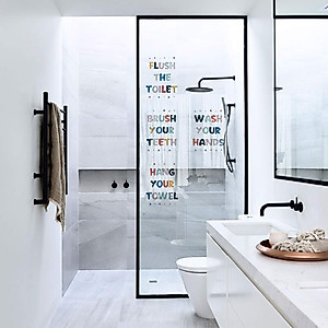 PAGOW 8PCS Kids Bathroom Decor, Washroom Rules Decoration Set, Colorful Inspirational Words Painting for Toilet Wall Sticker（Unframed）