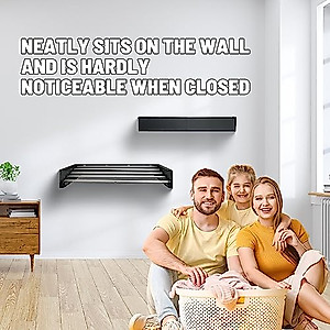 NEBU Clothes Laundry Drying Rack 28”- an Elegant Wall-Mounted Hanger, Folding Stainless Steel Collapsible, Space Saver with 12 Linear feet, Drying Capacity 27lbs