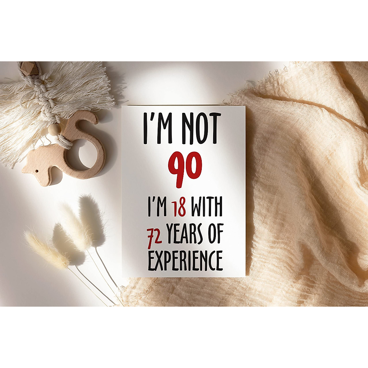 LissiArt97 Not 90 I'm 18 With 72 Years Experience Card - 90Th Birthday Card For Men Women - Mom Dad Grandma Grandpa - Humour Joker Card - Funny Birthday Card - Greeting Card