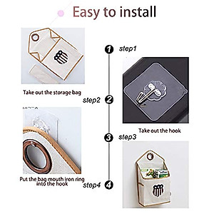 Household Wall-Hanging Storage Bags with Hook Pockets Cotton Linen Storage Basket Family Organizer Box Containers (Dark Gray)