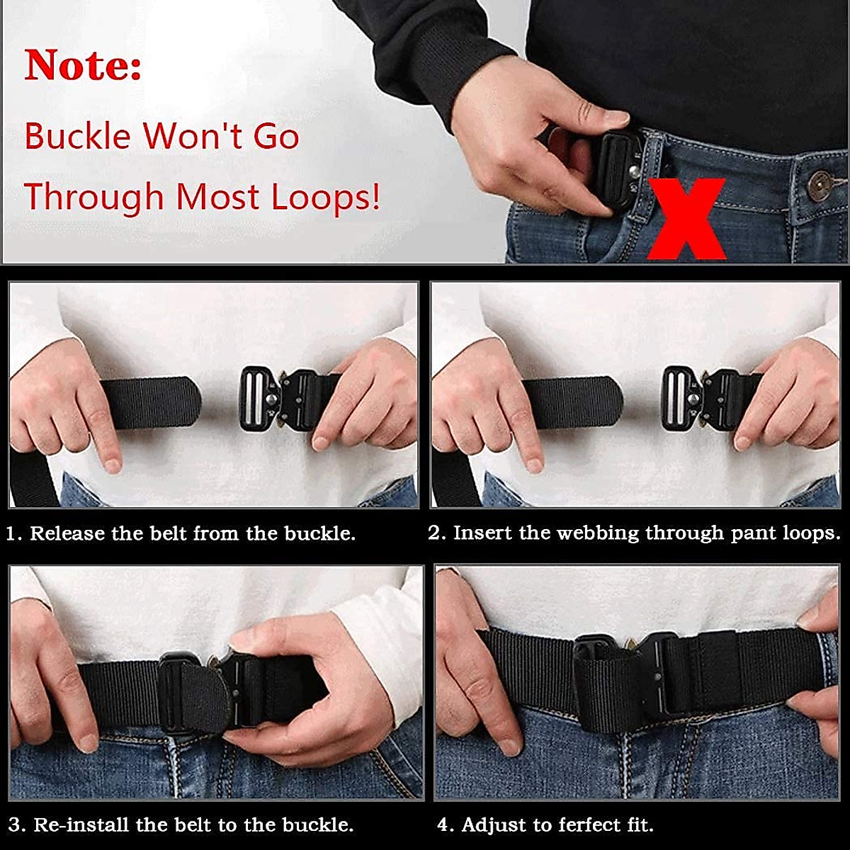 MOZETO Tactical Belts for Men Military Style Work Hiking Riggers Web Gun Belt with Heavy Duty Quick Release Metal Buckle