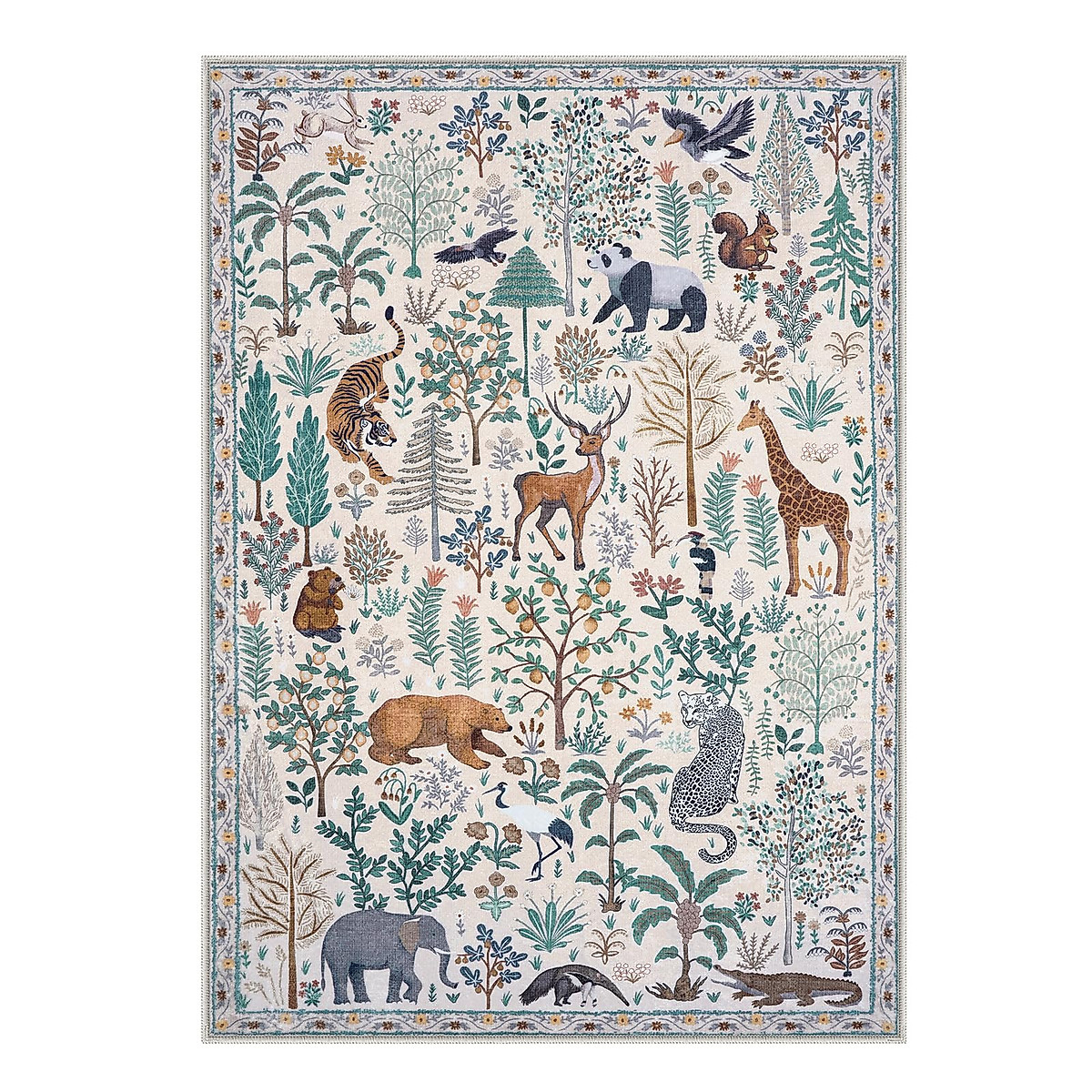 OJIA Jungle 8x10 Area Rugs for Living Room Bedroom Christmas Large Washable Rugs, Thin Modern Nursery Rug Non-Shedding Kids Playroom Rug Stain Resistant Large Carpet Neutral Rugs for Kids Room Dining