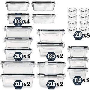 HIUZAR 40 Pcs Food Storage Containers Set with Snap Lids（20 Lids+20 Containers）, Plastic Leak-Proof Containers for Kitchen Organization, BPA-Free Containers Food Meal Prep with Free Labels&Marker