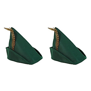 Beistle 2 Piece Novelty Felt Fabric Robin Hood Hats With Feathers Halloween Costume Accessory, Green/Brown