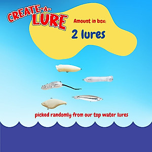 Create-A-Lure Top Water Edition Lure Making Kit, Paint Your Own Fishing Lures, Kids Painting Crafts with 2 Lures, Kid-Safe Washable Paint Colors, Paint Brushes and Hooks