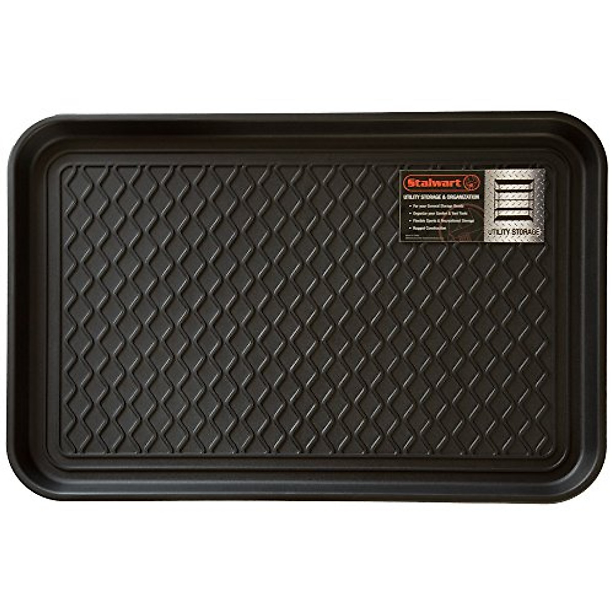 Stalwart 75-ST6014 All Weather Boot Tray-Water Resistant Plastic Utility Shoe Mat for Indoor and Outdoor Use in All Seasons (Black), Medium