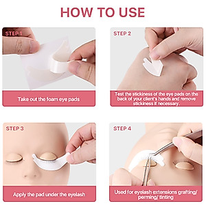 Pretty memory 100 Pairs Foam Eye Pads for Lash Extensions, Lint Free Hypoallergenic Sticky Lash Pads, Under Eye Pads for Lash Extensions, Lash Tech Supplies Must Haves, Latex Free