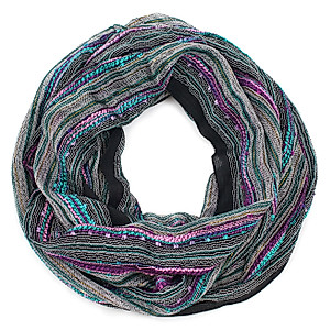Anika Dali Women's Shimmer Sparkle Infinity Scarf- Festival Boho Bliss Fashion Scarf (Bejeweled Black)