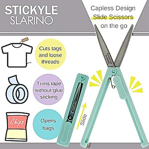 SUN-STAR Slarino Travel Ready Compact Scissors - Pocket Sized & Portable, Light Green S3720012 (Authentic Hologram for US and EU Only)