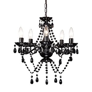 Antique House Black Chandelier Light Fixture 5 Light Modern Crystal Chandelier for Bedrooms Dining Room Acrylic Chandelier