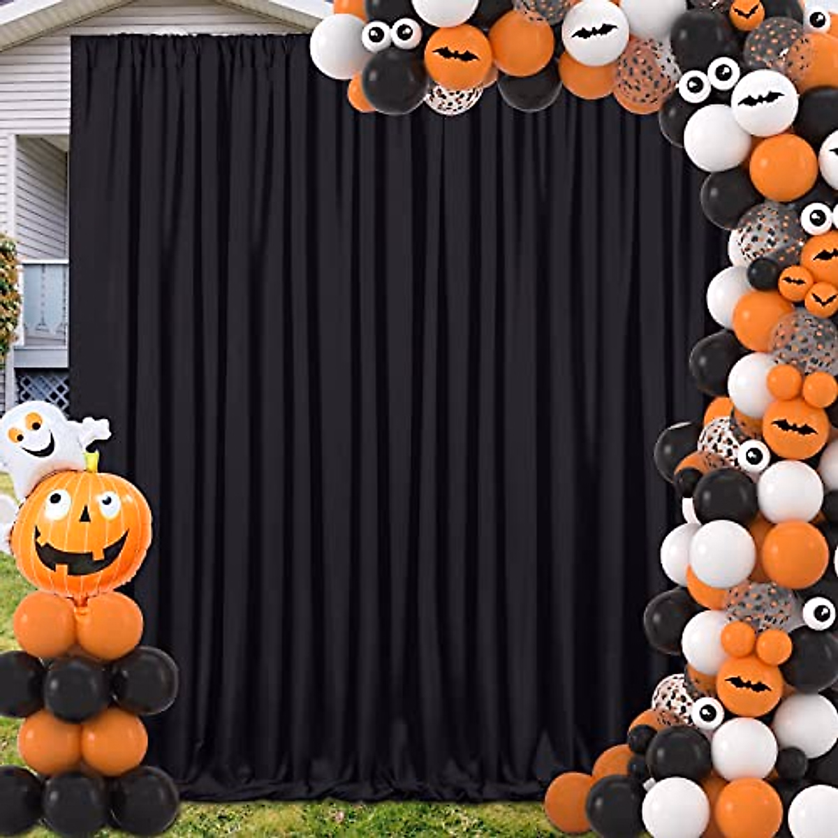 MoKoHouse 10ft x 8ft Black Backdrop for Parties Black Backdrop Drape for Birthday Wedding 2 Panels 5ft x 8ft