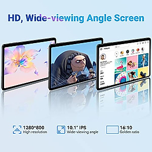 Blackview Android 12 Tablet, 10.1 inch with Tab 7 WiFi 5GB RAM 64GB ROM with 1TB Expand, 6580mAh Battery PC IPS HD+ Touch Screen, Google GMS Certified 5MP Tablet for Kids, Gray