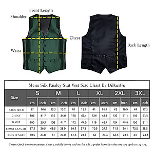 DiBanGu Mens Vest and Tie Set Formal Paisley Waistcoat and Necktie Pocket Square Cufflinks Silk Suit Vest for Tuxedo Wedding, Emerald Green, XX-Large