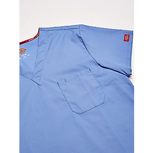 Dickies Men's Big and Tall Signature V-Neck Scrubs Shirt, Ceil Blue, XXXXX-Large