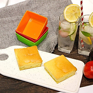 Webake 3.5 Inch Jumbo Baking Cups Reusable Silicone Square Cupcake Liners Non-stick Muffin Brownie Cake Mold (Pack of 8)