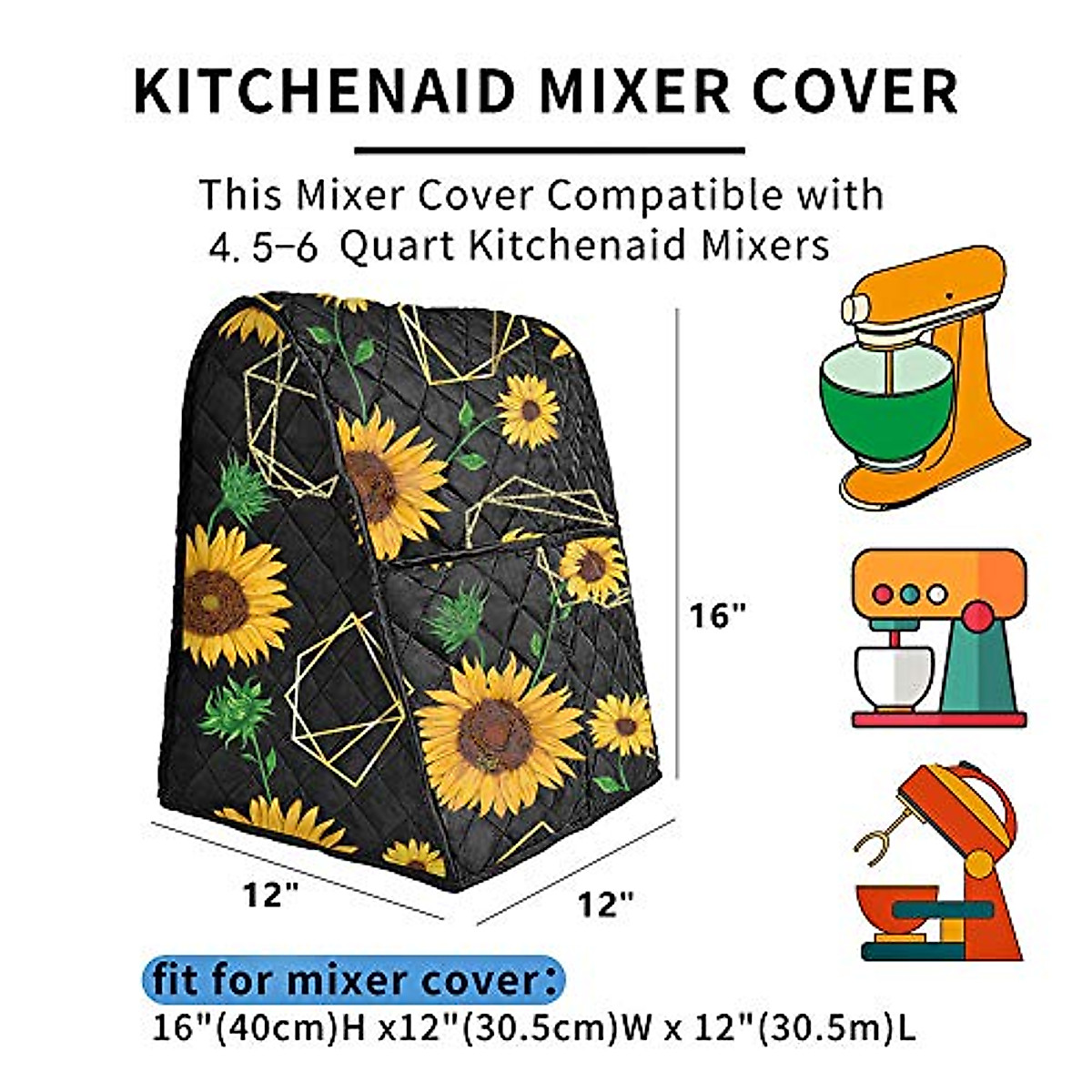 Kitchen Aid Mixer Cover,Stand Mixer Cover Compatible with 6-8 Quarts Kitchen Aid Hamilton Stand Mixer,Kitchen Aid Covers For Stand Mixer. Pioneer Woman Kitchen Aid Mixer Accessories.