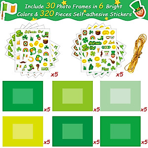 chiazllta 30 Packs St. Patricks Day Picture Frame Craft Kits for Kids St. Patricks DIY Craft Art St. Patrick Day Party Decoration Favor Home Classroom Game Activities