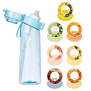 nezababy Water Bottle with Flavor Pods,18.5 Oz/500ml,21.9 Oz/650ml Fruit Fragrance Water Bottle,Scent Water Cup,Sports Water Cup Suitable for Outdoor Sports (A.Blue(21.9Oz)+7Pcs Pods)