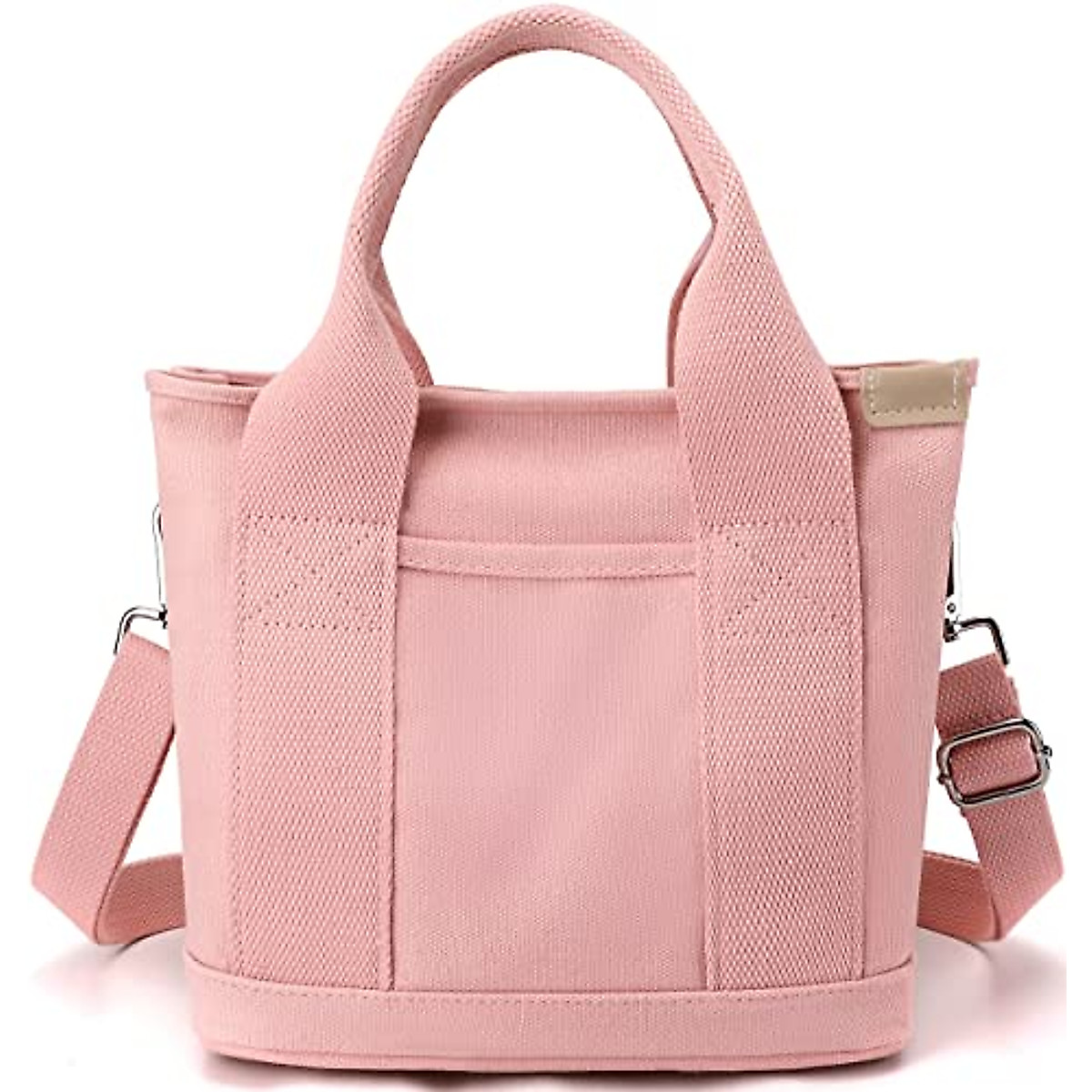 Canvas Tote Bag Women Small Mini Tote Bag Zipper Satchel Crossbody Shoulder Handbags Purse Pink
