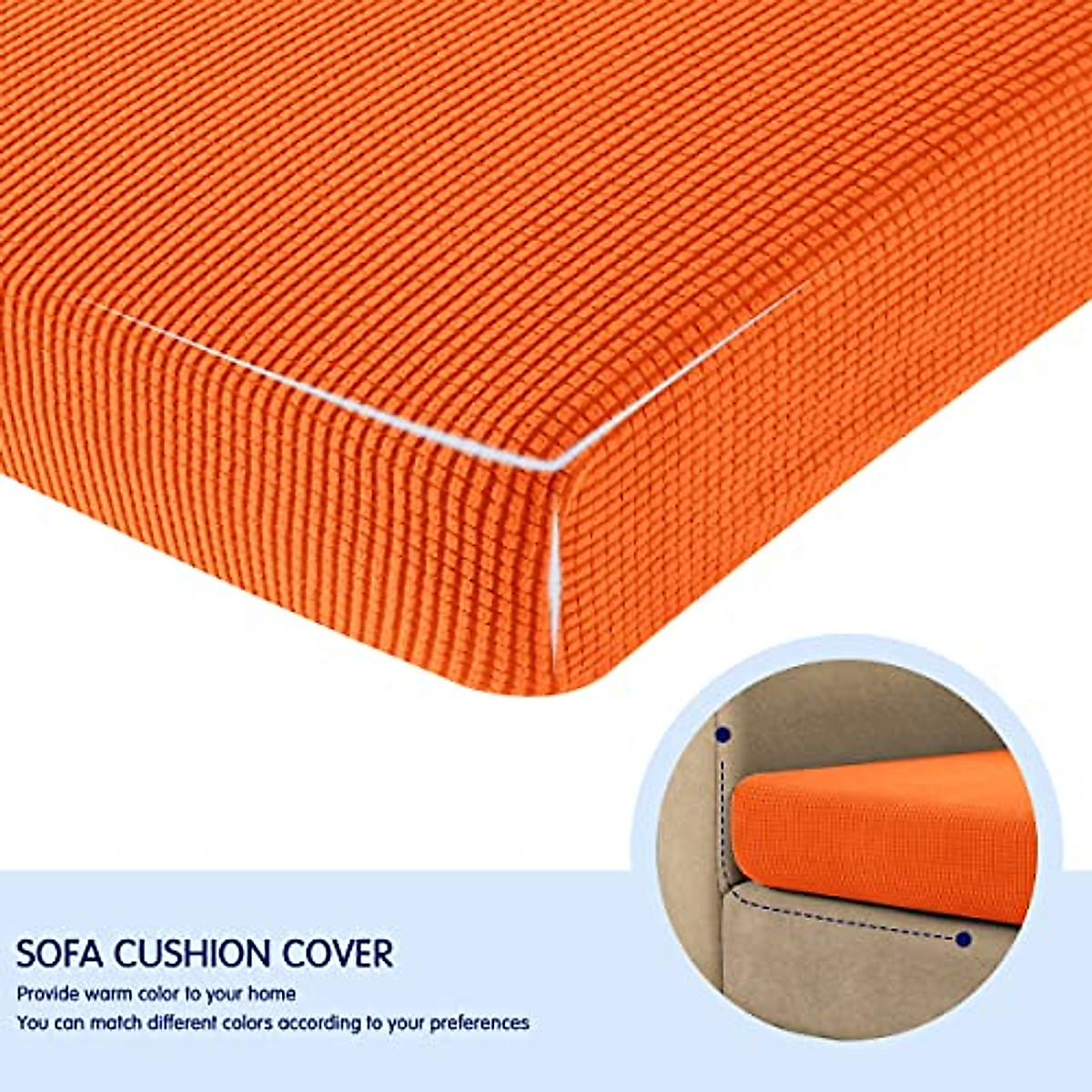 subrtex Stretch Cushion Cover Soft Sofa Seat Slipcover Spandex Chair Couch Cover Suitable for 1-2-3 Seaters Replacement for Furniture Protector(Orange,Medium)