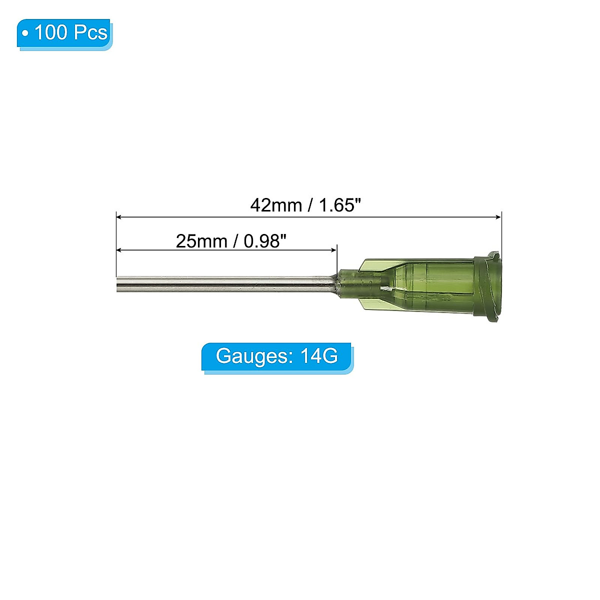 PATIKIL Blunt Tip Dispensing Needles with Bent Blunt Needle, 100 Pcs 1 Inch 14G Industrial Liquid Dispenser Needle for Refilling Liquid Ink Adhesive Glue, Olive Green
