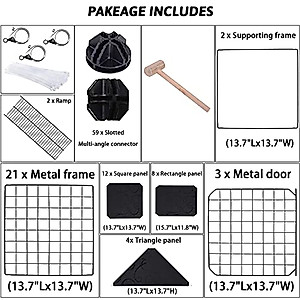 PINVNBY Metal Mesh Small Animal Cage 3-Tier Rabbit Wire Pen Fence with Ramps Pet House with Doors Cats Playpen for Kitty Puppy Bunny for Indoor Use (Black)