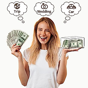 NIUBEE Piggy Bank for Adults, Acrylic Piggy Banks for Boys Girls Saving Real Money Cash Coin Jar, Must Break to Open Savings Box, Unbreakable Clear Money Saver(7x5x3 inch)