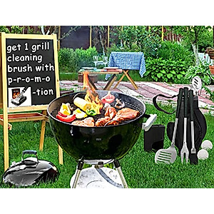 POLIGO 7PCS Golf-Club Style BBQ Tools Grilling Tools with Rubber Handle - Stainless Steel Grilling Accessories for Outdoor Grill Set Premium Grill Utensils Set Christmas Birthday Gifts for Dad Men