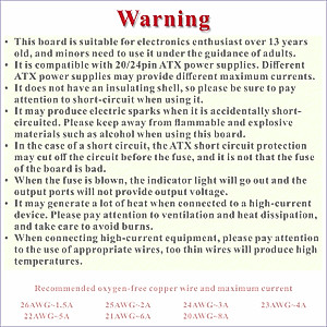 PSU Breakout Board ATX Power Supply DC 12V 5V 3.3V Splitter Module Desktop Adapter to USB A Hub Connector Computer Power Source Multi Port Output DIY Parent Child Electronic Kit with High Current Fuse