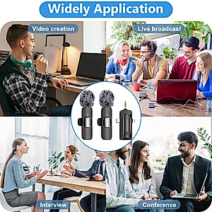 BZXZB Wireless Lavalier Microphone for iPhone - Android Phone/Pad/Camera/Laptop Audio Recording, Newest Professional 2 Pack Mini Lapel Mics for YouTube/Interview/Vlog/Livestream/Podcast