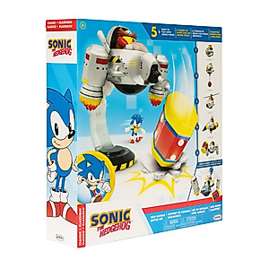Sonic The Hedgehog Egg Mobile Battle Set with Sonic & Dr. Eggman 2.5 Inch Action Figures, Includes 14 Unique Pieces