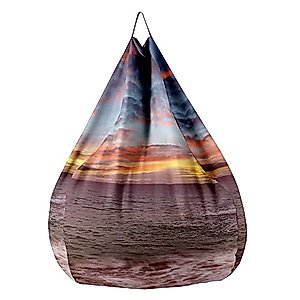 Lukery Bean Bag Chair for Adults (No Filler), 3D Ocean Bean Bag Cover, Stuffed Animal Storage Bean Bag Chairs for Kids, Comfy Bean Bags Beanbag Lazy Sofa (M/31.5x35.4'',Afterglow)