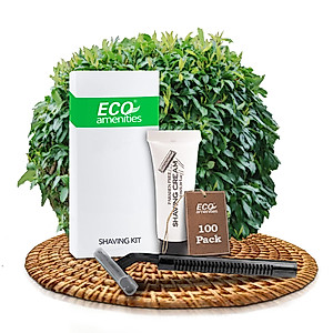 ECO Amenities Smooth Shave Disposable Razor with Cream, Individually Wrapped Paper Boxes, 100 Sets Per Case