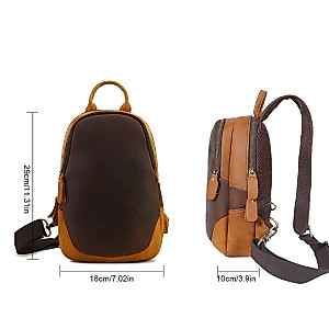 Leathario Men's Leather Sling Bag Vintage Genuine Leather Chest Bag Large Shoulder Crossbody Bag For Works Casual Travel
