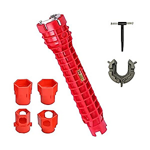 KFZDCG 14-in-1 Multifunctional Wrench Plumbing Tool, Faucet and Sink Wrench, Faucet and Sink Installer for Toilet Bowl, Sink, Bathroom, Kitchen Pipe and Tub Drain Removal