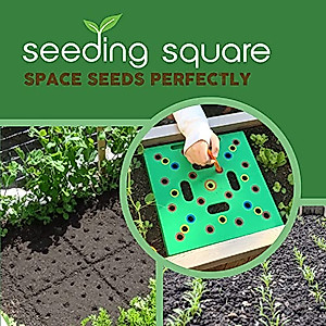 Seeding Square – Seed Sowing Template for Maximum Harvest - Square Foot Gardening Tool Kit – Includes: Color Coded Seed Spacer & Magnetic Seed Dibber/Seed Ruler/Seed Spoon & Vegetable Planting Guide