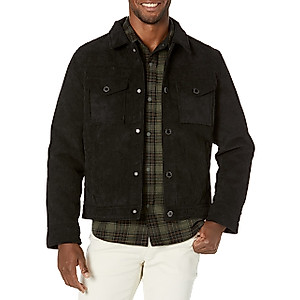Karl Lagerfeld Paris Men's Trucker Jacket, Sherpa Lined Black, Medium