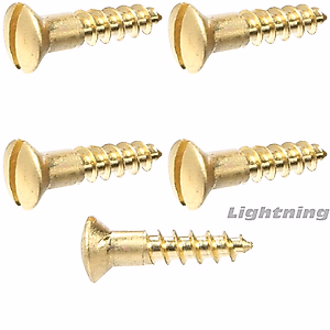 #4 x 3/8 Solid Brass Wood Screws Oval Head Slotted Drive Quantity 100