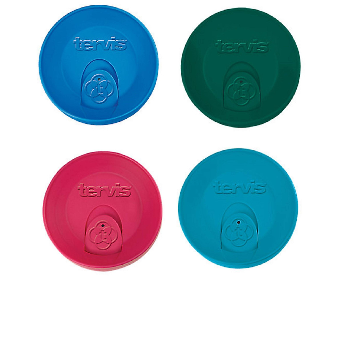 Tervis Travel Lid for 16 oz Tumbler, Don't Fit Mugs, Color Blue, Hunter Green, Turquoise & Fuchsia, Each One 4-Piece Set