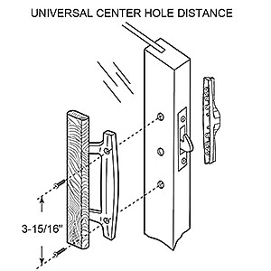 ALLYWASAI Sliding Patio Door Handle Set with Mortise Lock, Face Plate and Keeper, Wood Handle Lock Set Fits Door Thickness from 1-1/2" to 1-3/4", 3-15/16" Screw Hole Spacing, Non-keyed, Black